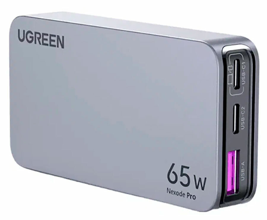 Сетевое зарядное устройство Ugreen X753 Nexode Pro, 65Вт, USB-A, 2хUSB-C, GaN, серый (25356)