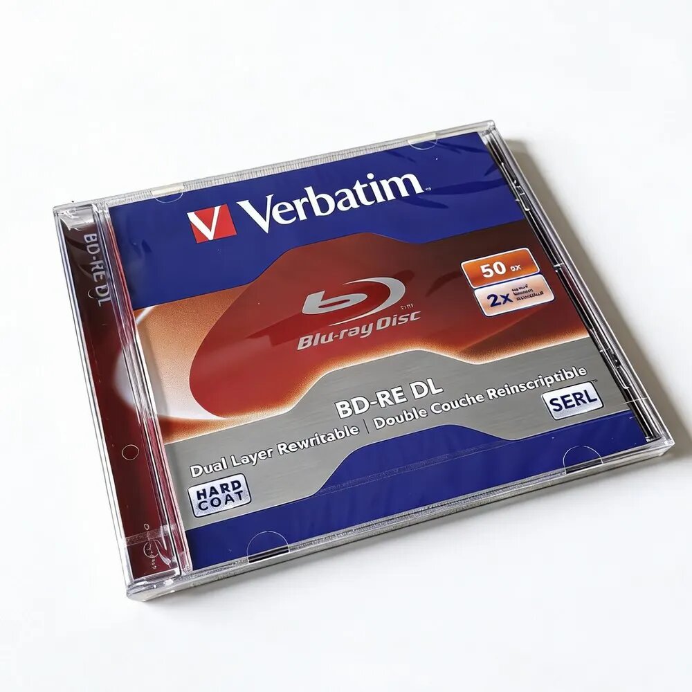 Диск Blu-Ray Verbatim BD-RE DL 50 ГБ 2 скорости BDRE Пустые диски Bluray Двухслойные перезаписываемые