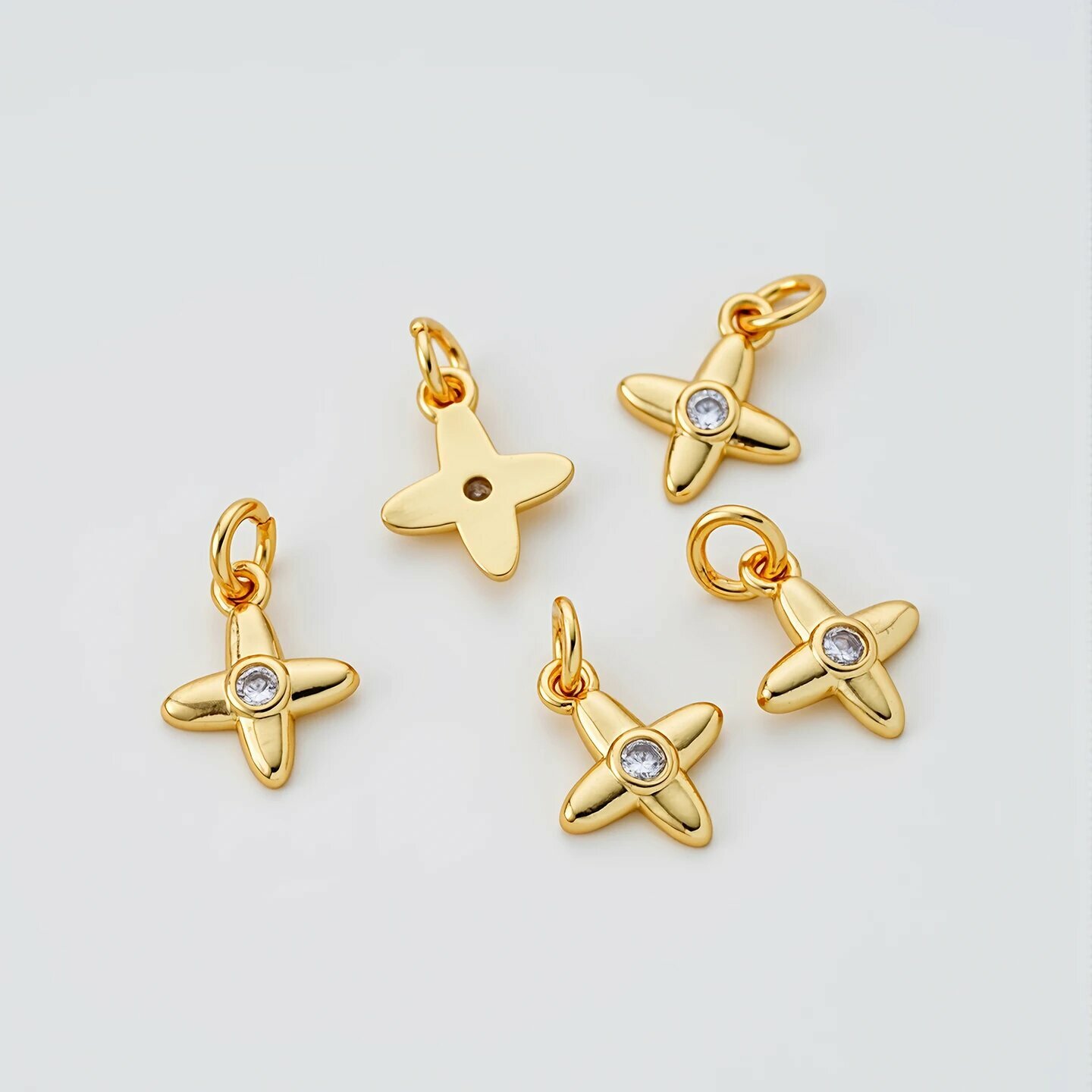 Подвески St.kunkka, звезда с цирконием, 18k gold, 2 шт.