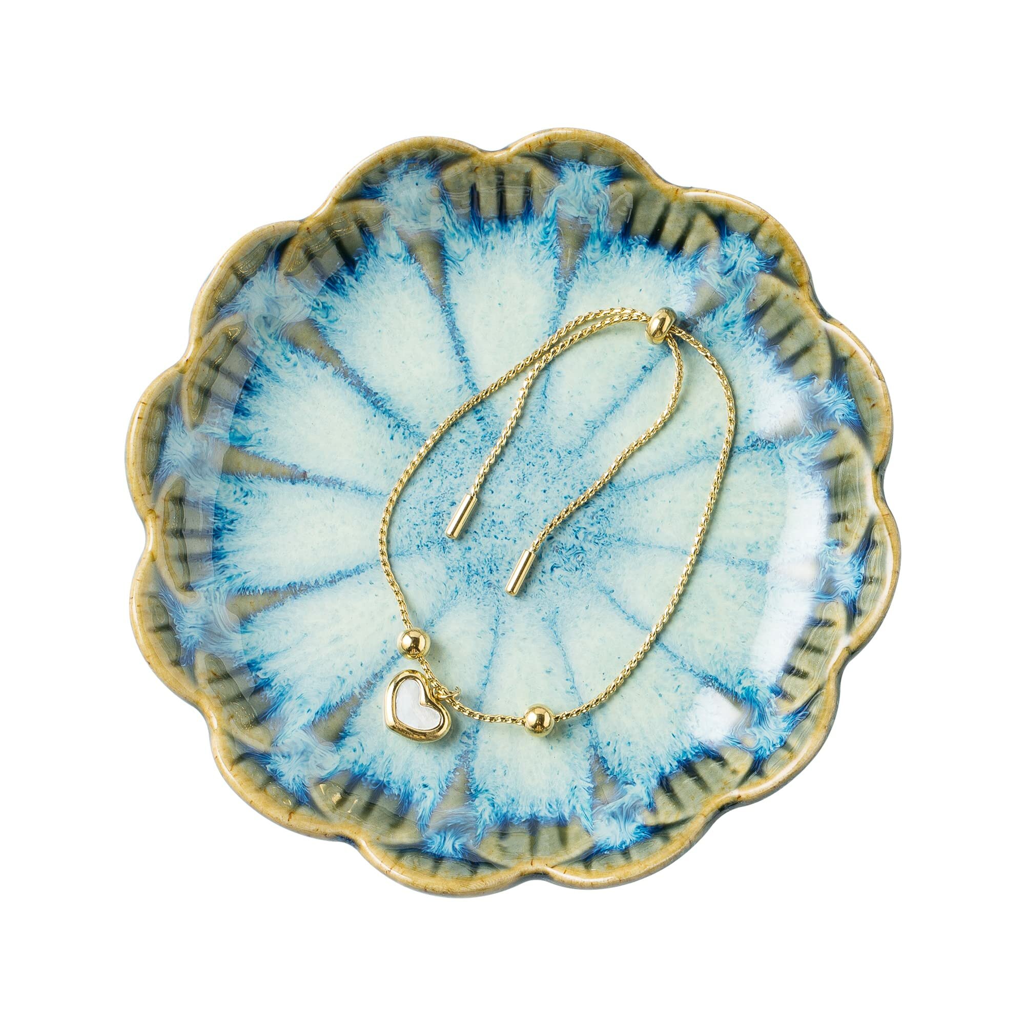 Посуда для украшений, Подставка для колец, Керамическая подставка для мелочей, Миска для ключей, Декоративная тарелка, для друзей сестер дочери матери (ретро синий), 1 штука, из высококачественной глазуренной керамики, в упаковке с пузырьковой плёнкой и