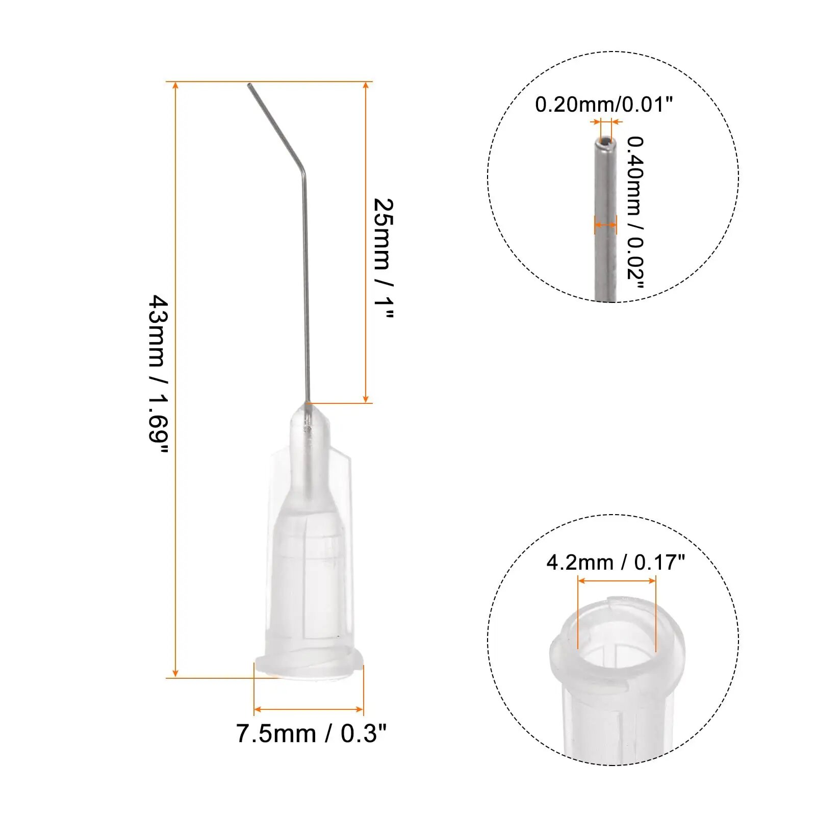Игла для аппликатора клея 14G-27G 100PCS, 27G-25MM