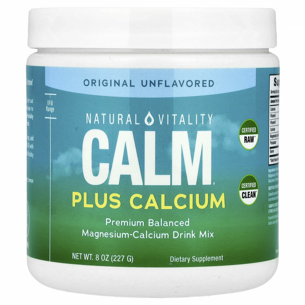 Natural Vitality, CALM® Plus Calcium, смесь для приготовления напитка из магния и кальция, оригинальный без добавок, 227 г (8 унций)