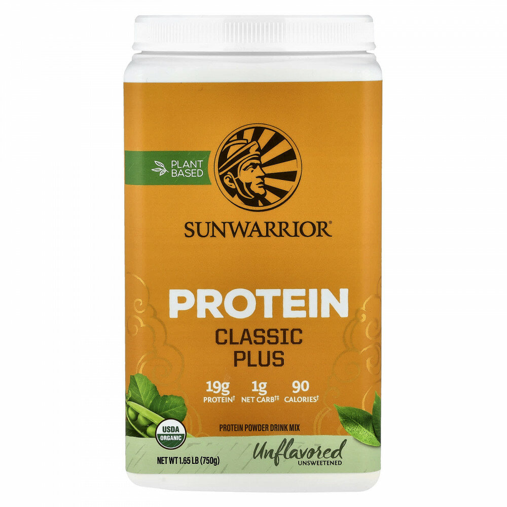 Sunwarrior, Protein Classic Plus, протеин на растительной основе, натуральный, 750 г (1,65 фунта)