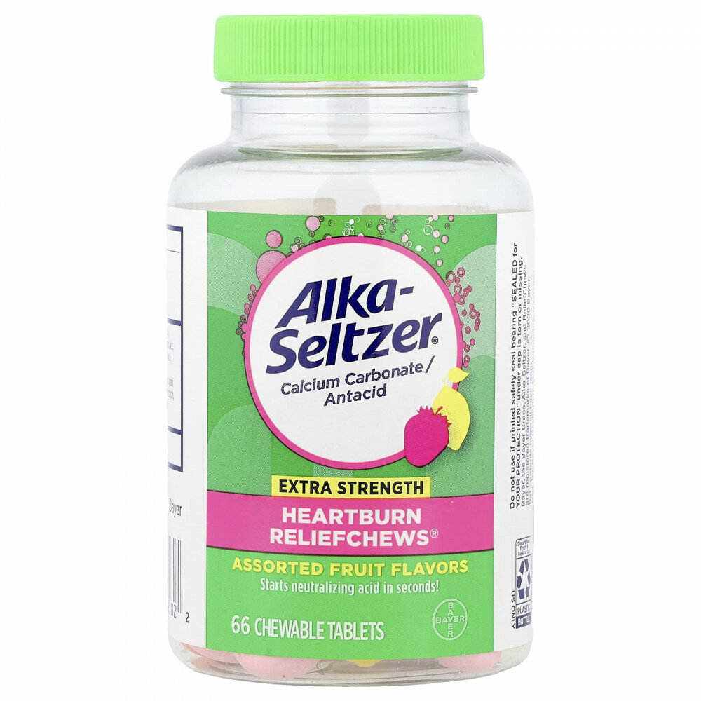 Alka-Seltzer, Heartburn Reliefchews®, фруктовое ассорти, 66 жевательных таблеток (750 мг в 1 таблетке)