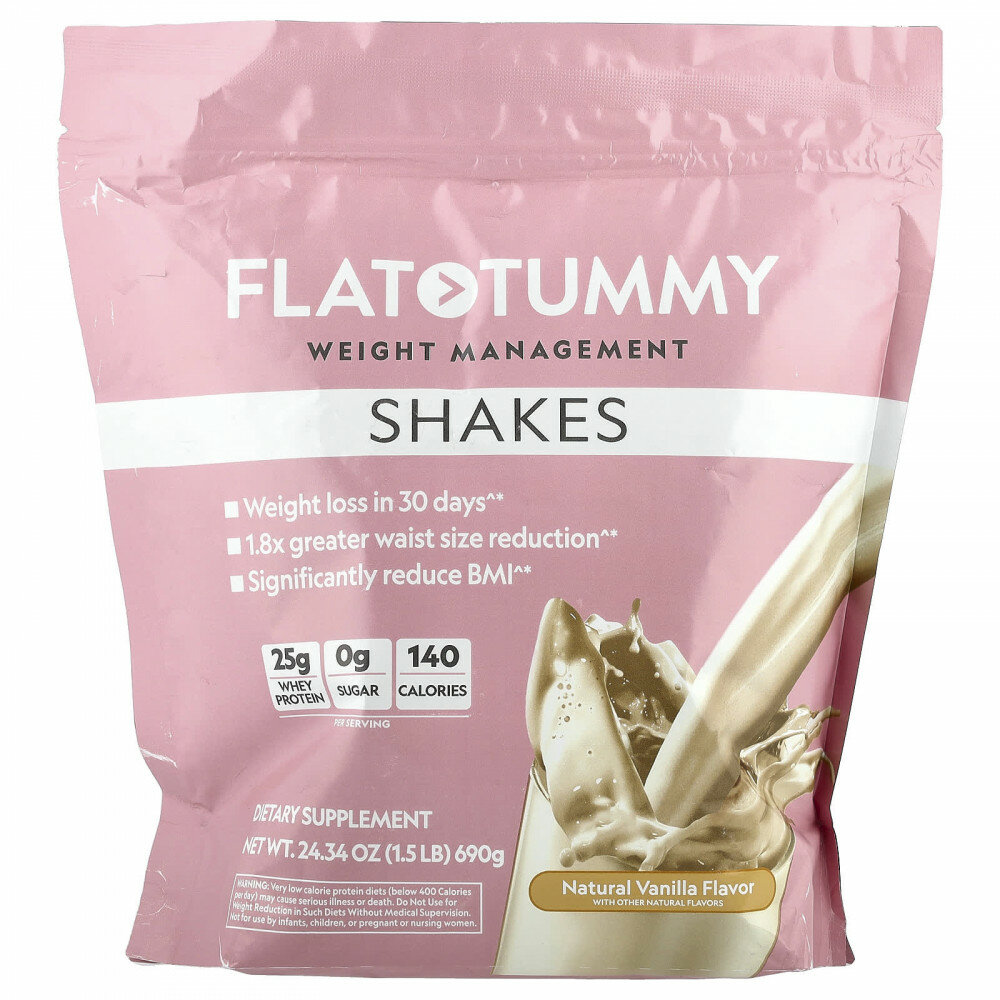 Flat Tummy, коктейль, натуральная ваниль, 690 г (1,5 фунта)