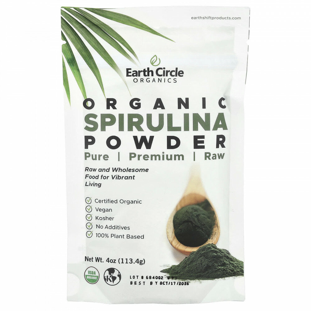 Earth Circle Organics, Органический порошок из спирулины, 113 г (4 унции)
