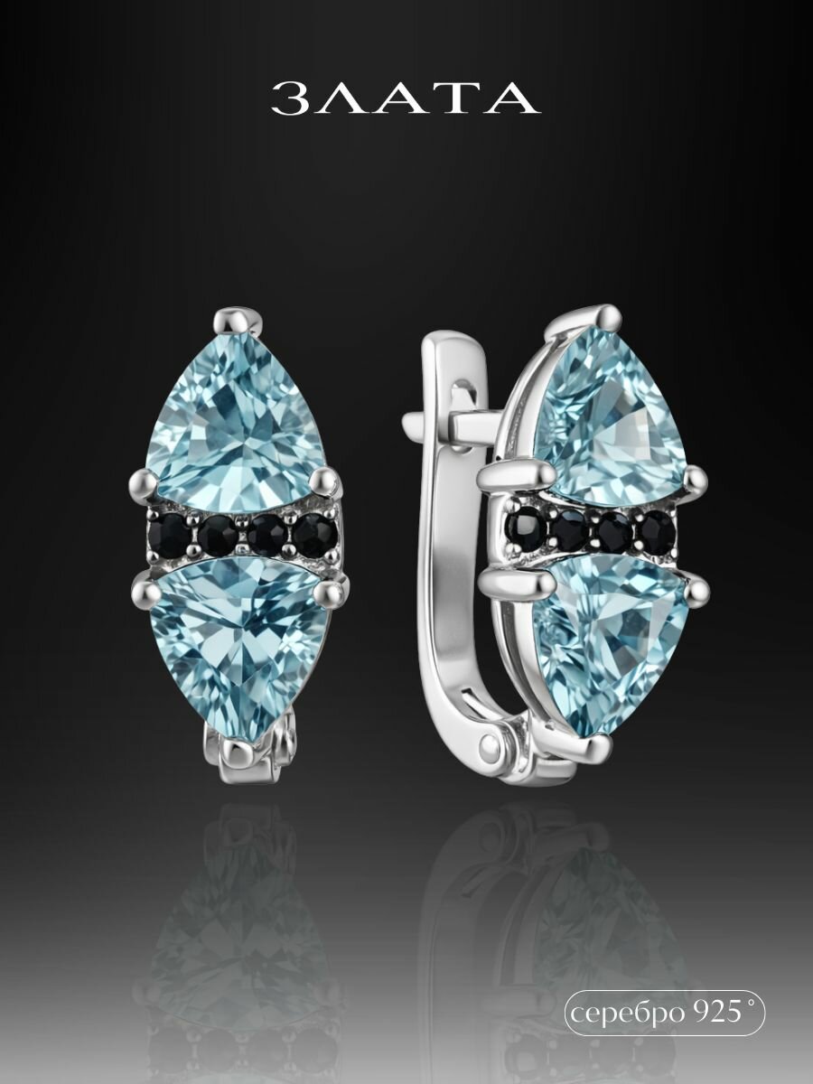 Серьги, серебро, 925 проба, родирование, топаз, шпинель