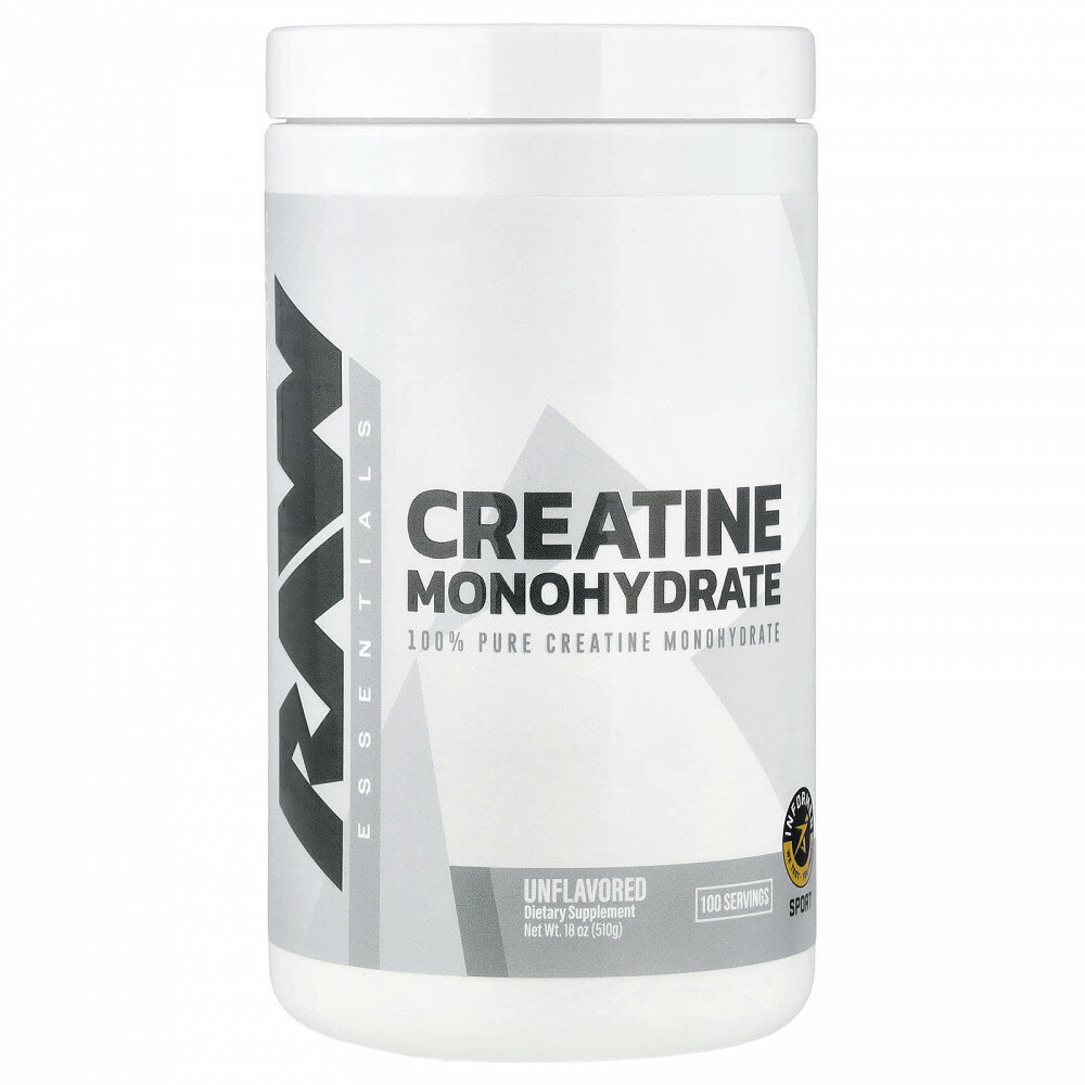 Raw Nutrition, Essentials, моногидрат креатина, без добавок, 510 г (18 унций)