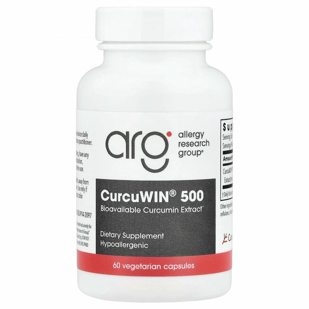 Allergy Research Group, CurcuWIN® 500, 60 вегетарианских капсул (500 мг в 1 капсуле)