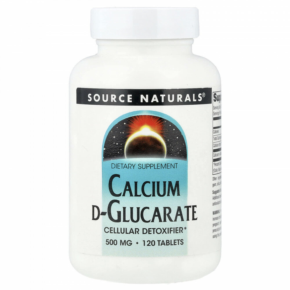 Source Naturals, D-глюкарат кальция, 120 таблеток (500 мг в 1 таблетке)