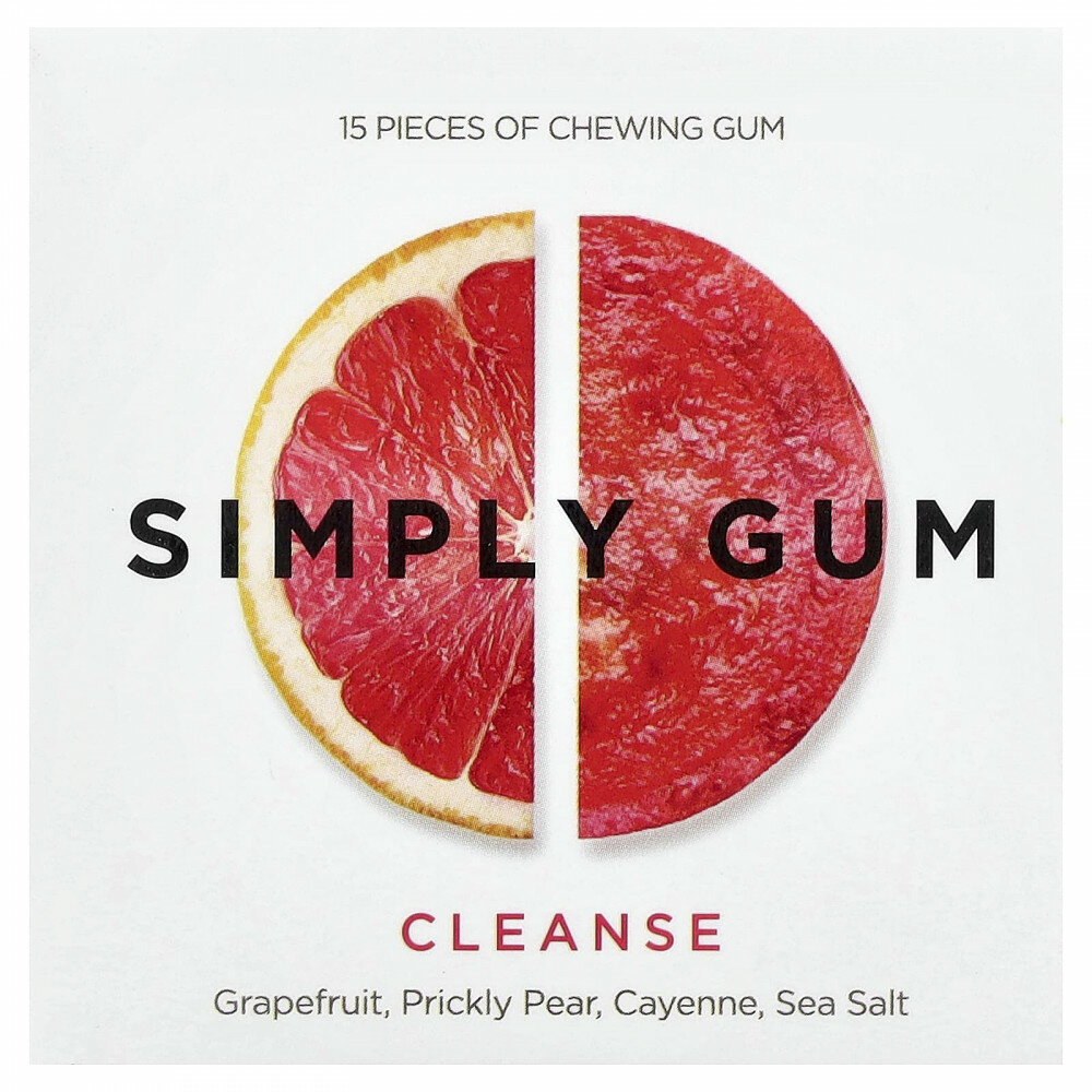 Simply Gum, Жевательная резинка, очищающее средство, грейпфрут, опунция, кайенский перец, морская соль`` 15 шт.