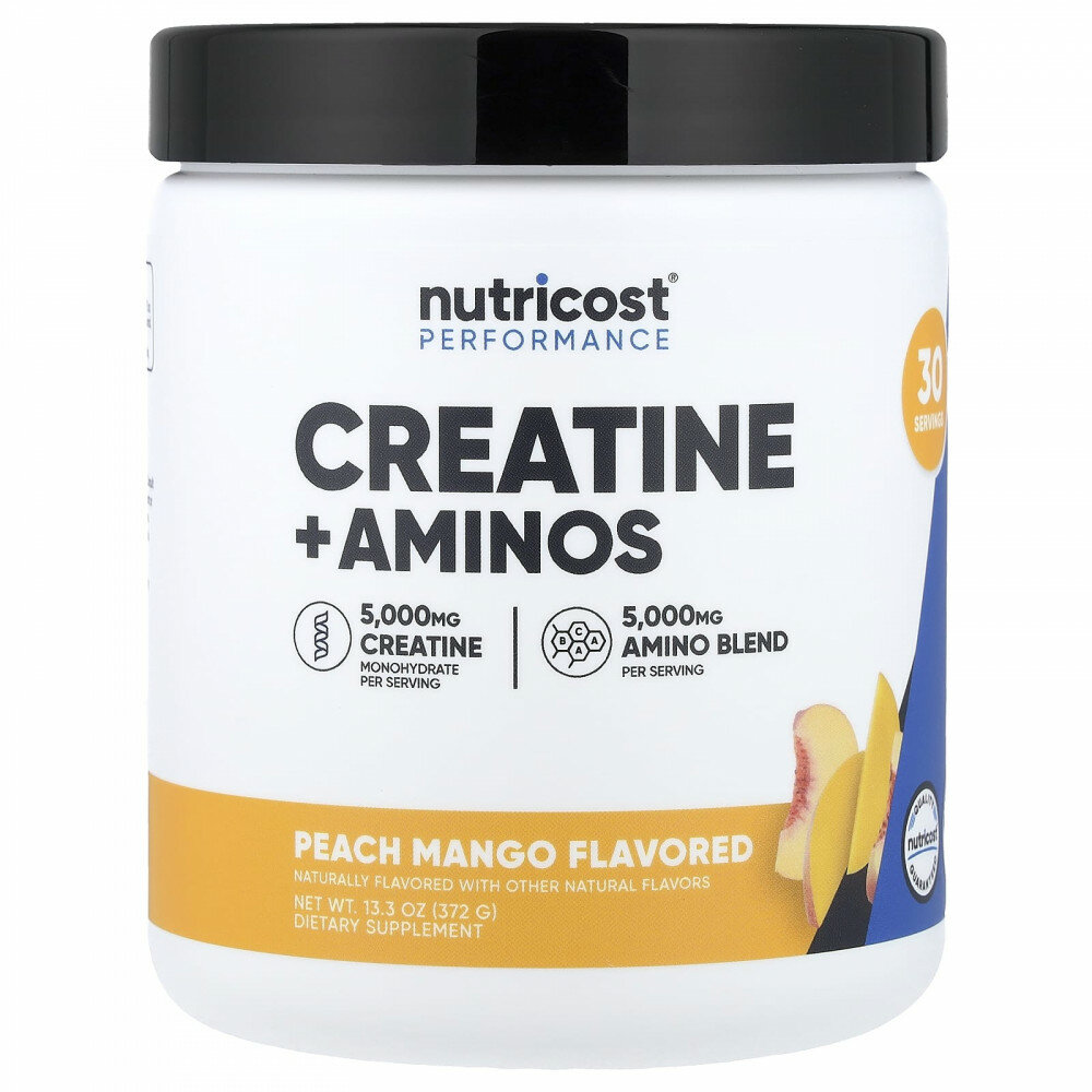 Nutricost, Performance, креатин и аминокислоты, со вкусом персика и манго, 372 г (13,3 унции)