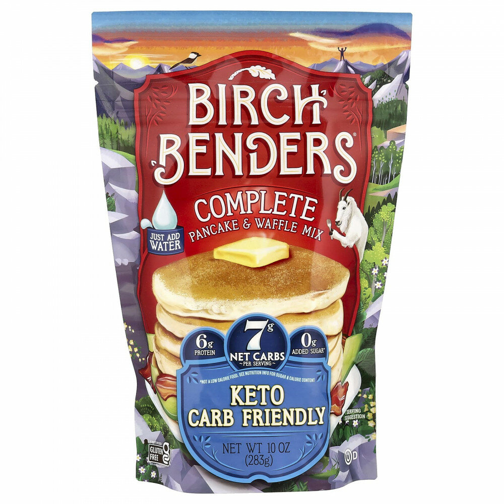 Birch Benders, полноценная смесь для выпекания блинов и вафель, кетодиета, 283 г (10 унций)