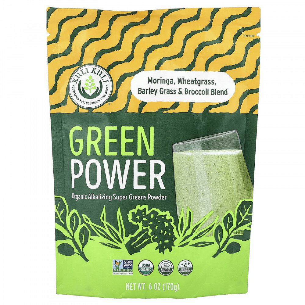 Kuli Kuli, Green Power, органический подщелачивающий порошок из зелени, 170 г (6 унций)