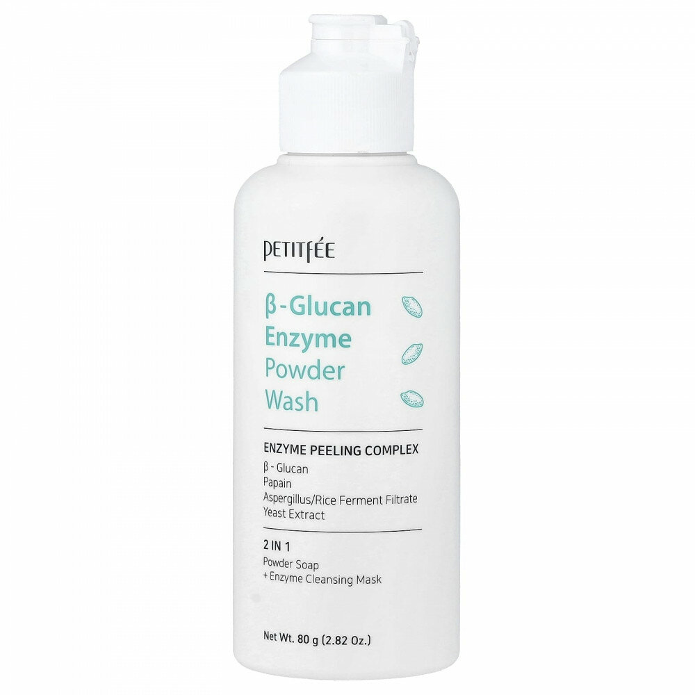Petitfee, ферментное средство для умывания с бета-глюканом в порошке, 80 г (2,82 унции)