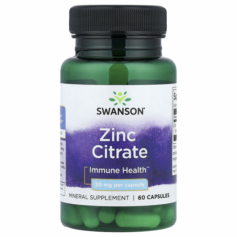 Swanson, Цитрат цинка, 30 мг, 60 капсул