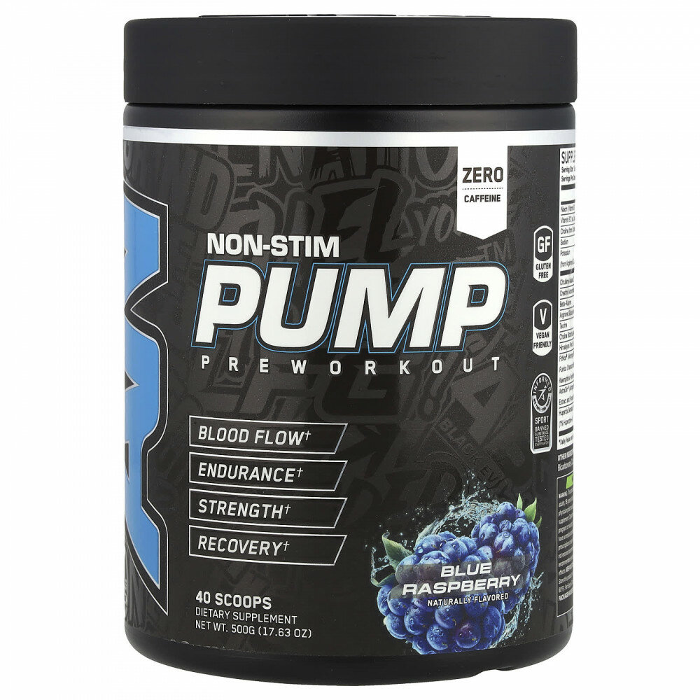 ABE, Non-Stim Pump Pre Workout, голубая малина, 500 г (17,63 унции)