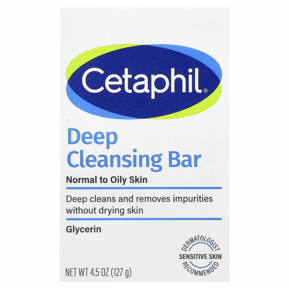 Cetaphil, мыло для глубокого очищения, для нормальной и жирной кожи, 127 г (4,5 унции)