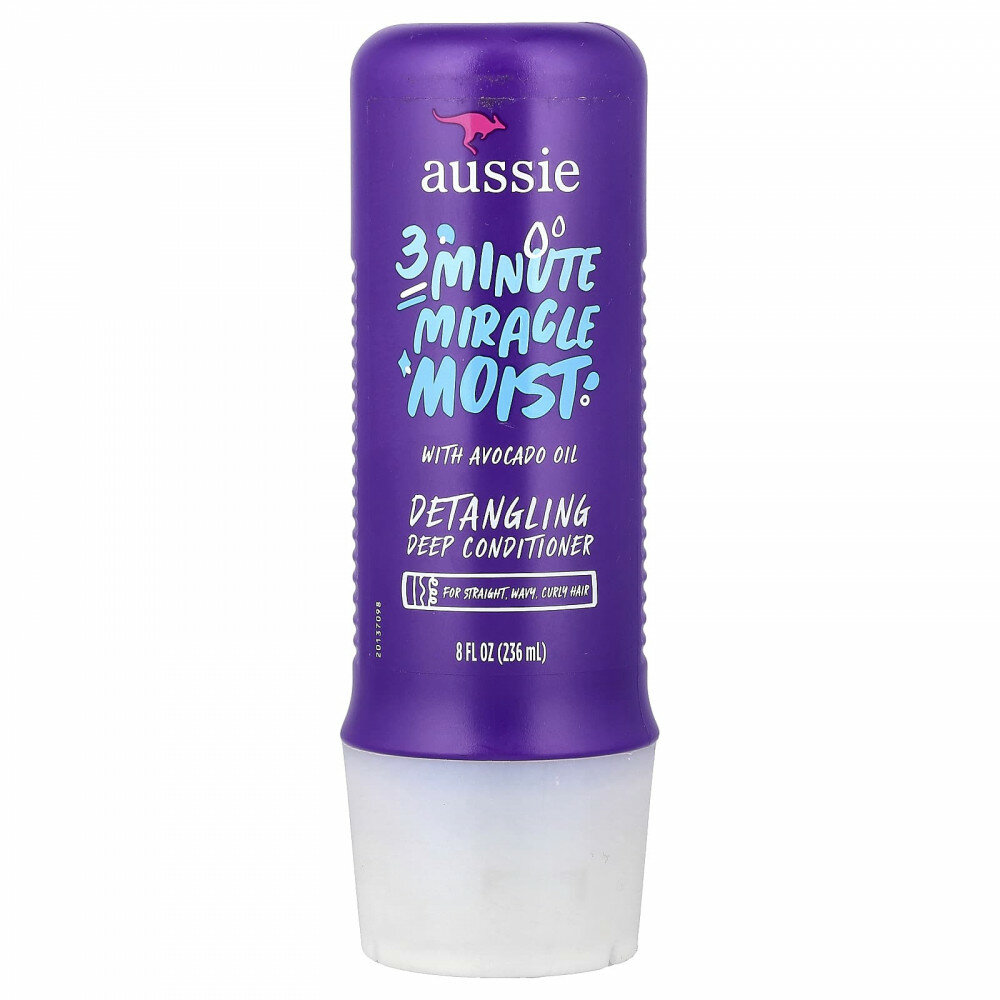 Aussie, 3 Minute Miracle Moist, распутывающий кондиционер для прямых, волнистых и вьющихся волос, 236 мл (8 жидк. унций)