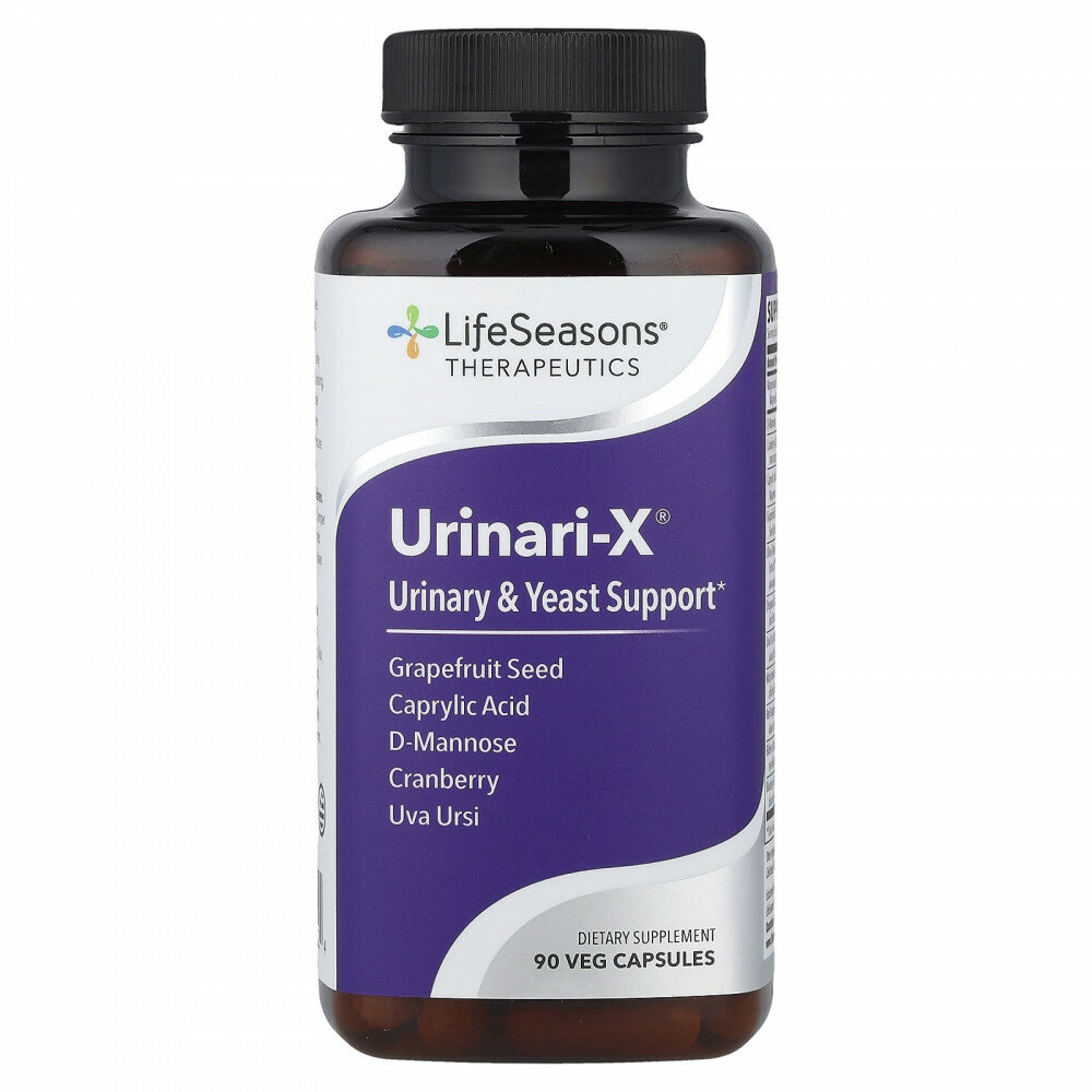 LifeSeasons, Urinari-X®, поддержка мочевыводящих путей и дрожжей, 90 растительных капсул