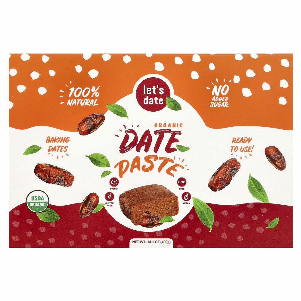 Let's Date, Органическая финиковая паста, 400 г (14,1 унции)