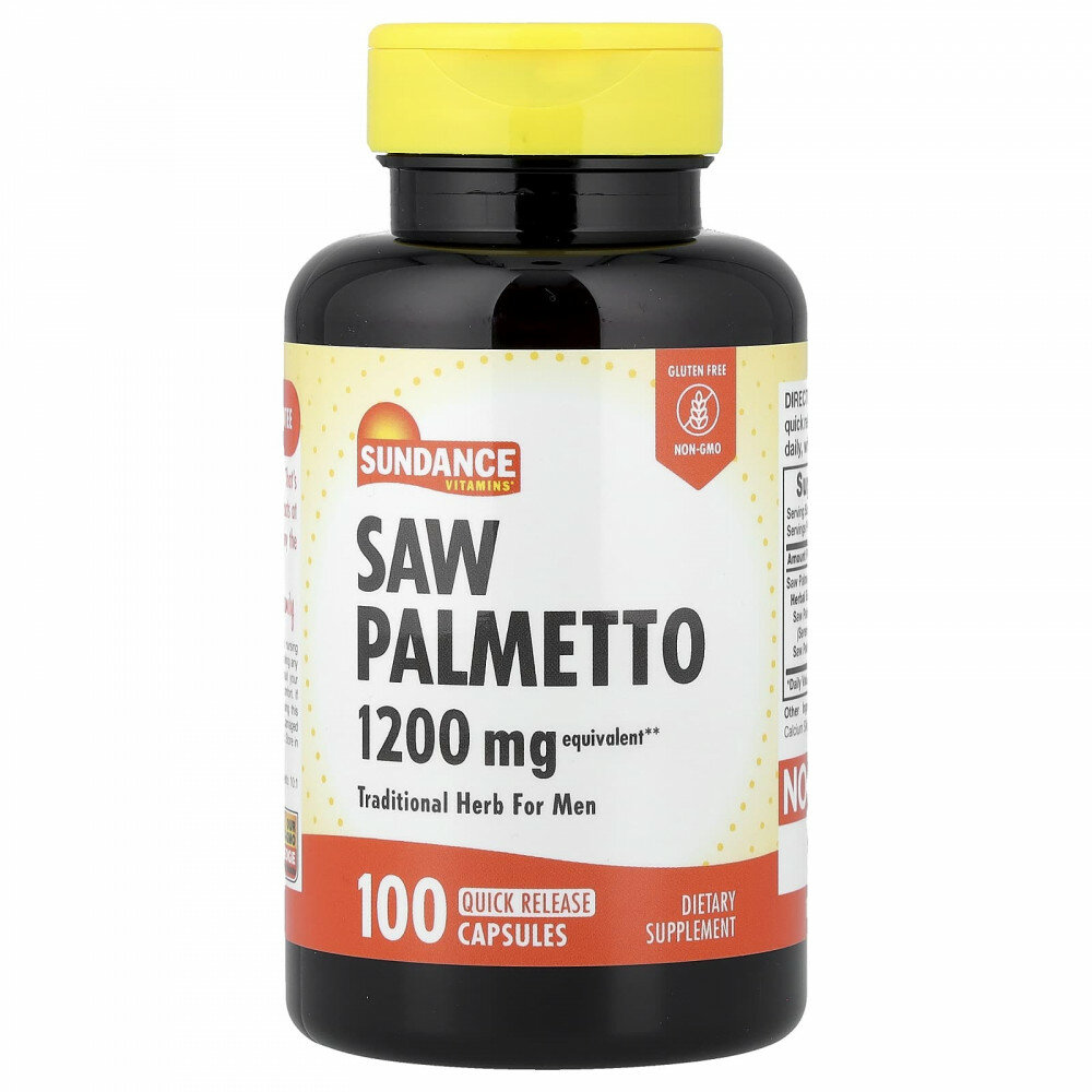 Sundance Vitamins, Пальма сереноа, 1200 мг, 100 капсул с быстрым высвобождением