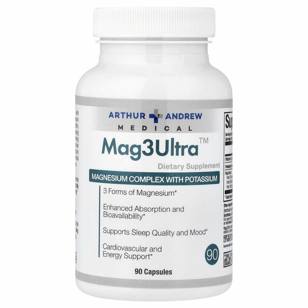Arthur Andrew Medical, Mag3Ultra®, комплекс магния с калием, 90 капсул