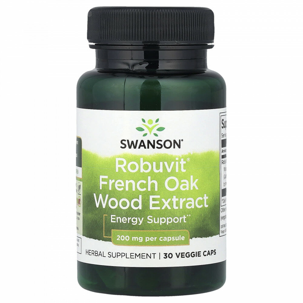 Swanson, экстракт древесины французского дуба Robuvit®, 200 мг, 30 растительных капсул