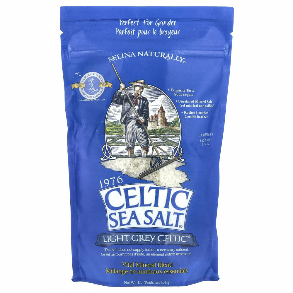 Celtic Sea Salt, Light Grey Celtic, смесь основных минералов, 454 г (1 фунт)