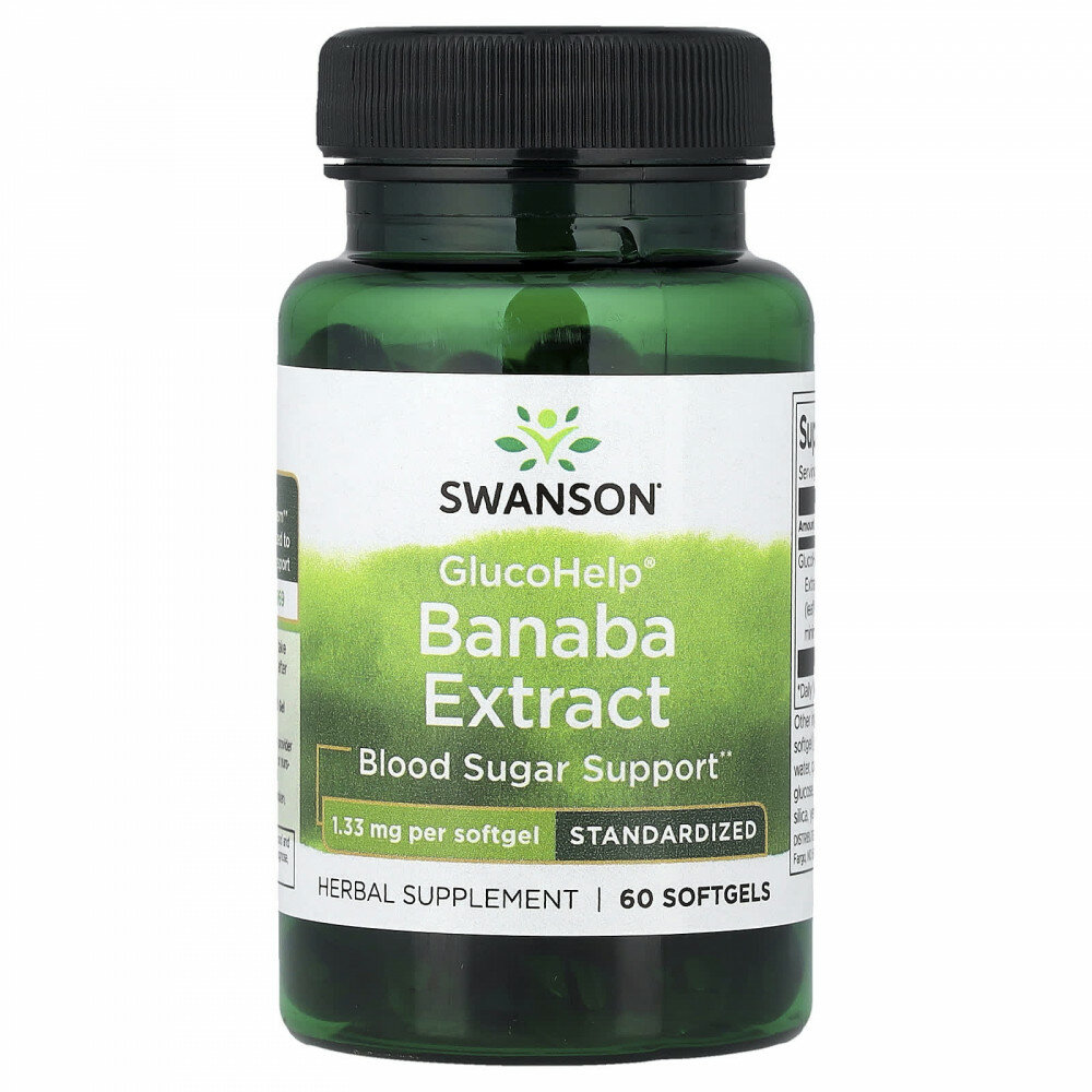Swanson Vitamins, GlucoHelp®, экстракт банабы, стандартизованный, 1,33 мг, 60 капсул