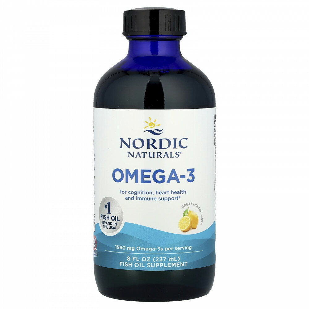 Nordic Naturals, омега-3, со вкусом лимона, 1560 мг, 237 мл (8 жидк. унций)