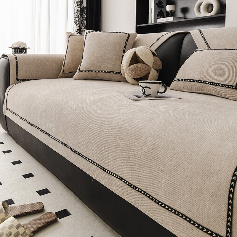 Новая модель 2024 года: легкий, роскошный, простой, элегантный чехол для дивана в стиле "малого аромата", всесезонный нескользящий кожаный чехол для сиденья дивана.
