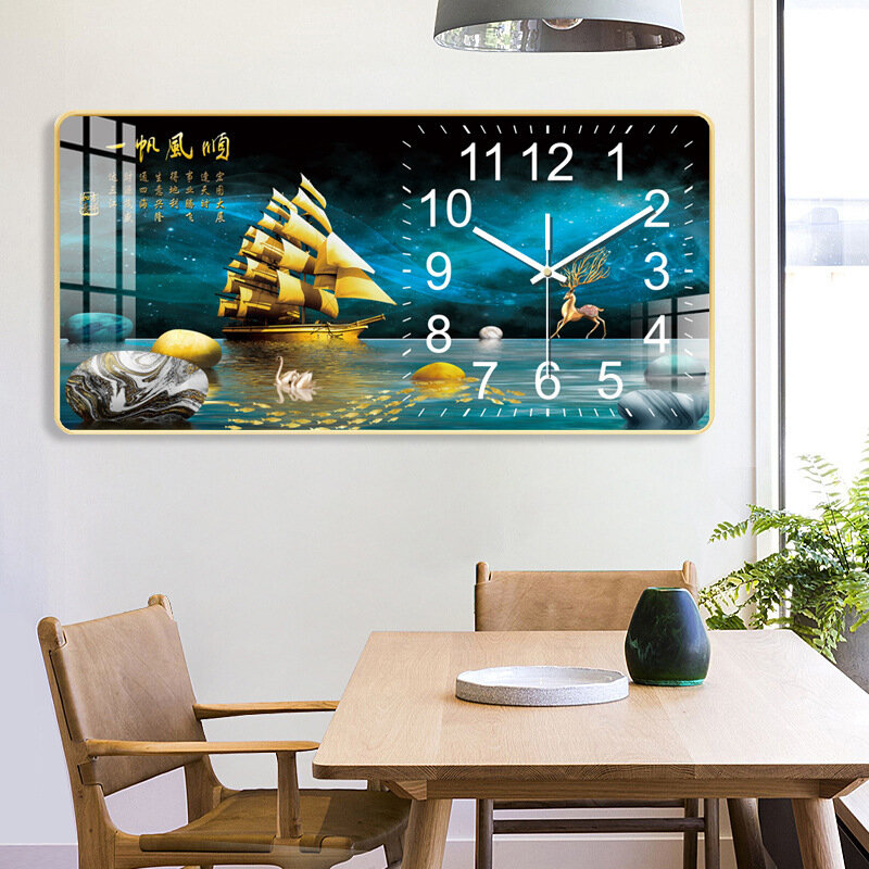 Новые настенные часы в стиле легкой роскоши для гостиной, декоративная картина, настенные часы для прихожей, креативные бесшумные часы в китайском стиле для столовой.
