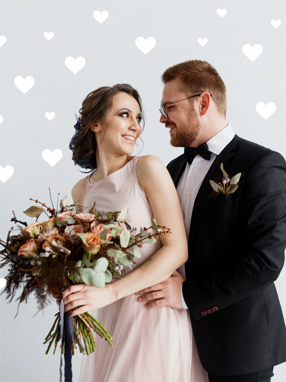 Наклейки Сердечки белые, интерьерные, на стену и мебель Lisadecor