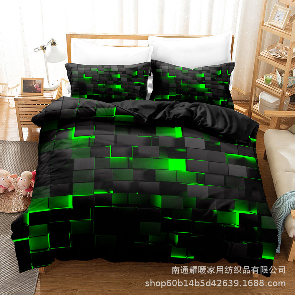 Новинка 2024 года: европейско-американский комплект постельного белья с 3D-градиентным цифровым принтом и эффектом бархатистой текстуры, состоящий из двух или трех предметов.