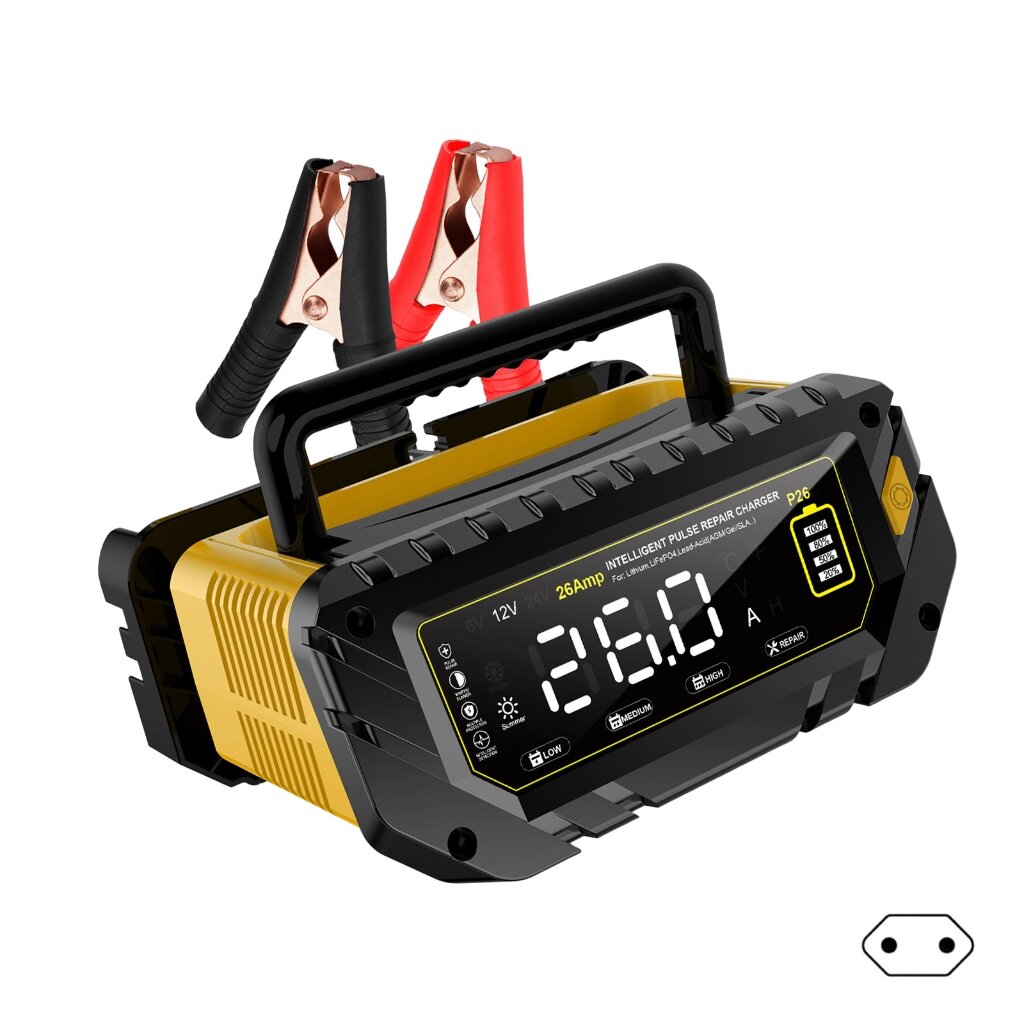 Портативный Адаптер Для Зарядки Аккумулятора Электромобиля с ЖК-дисплеем 6V 12V 24V