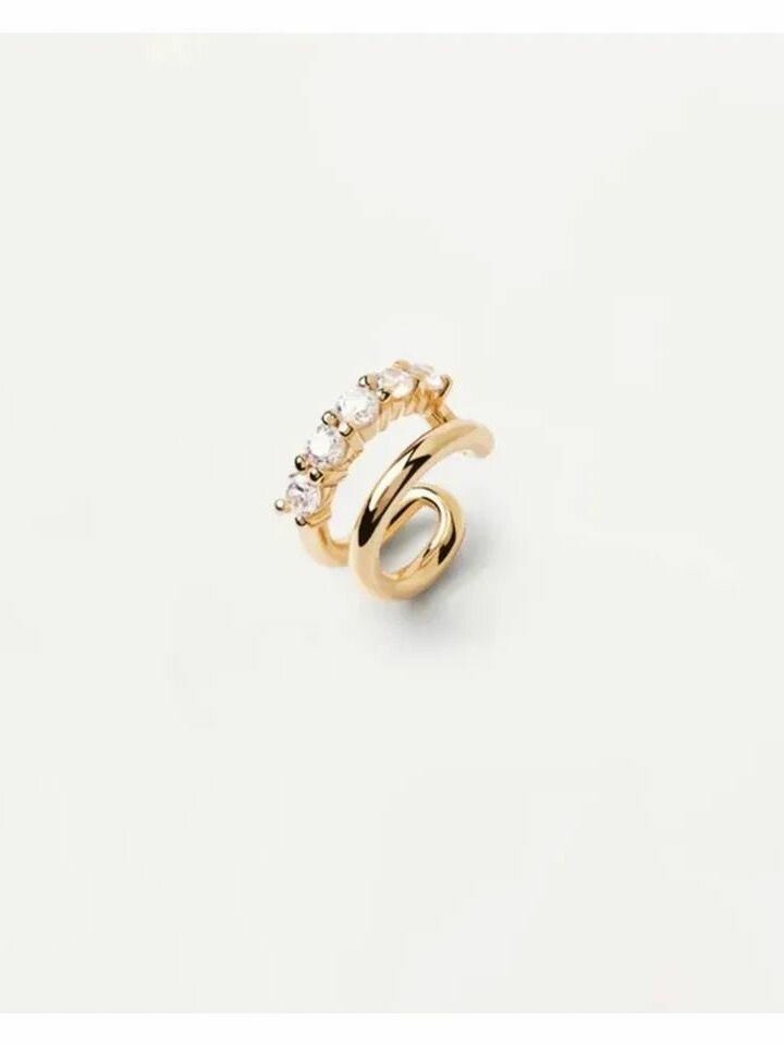 Серьги каффы, серебро, 925 проба, фианит