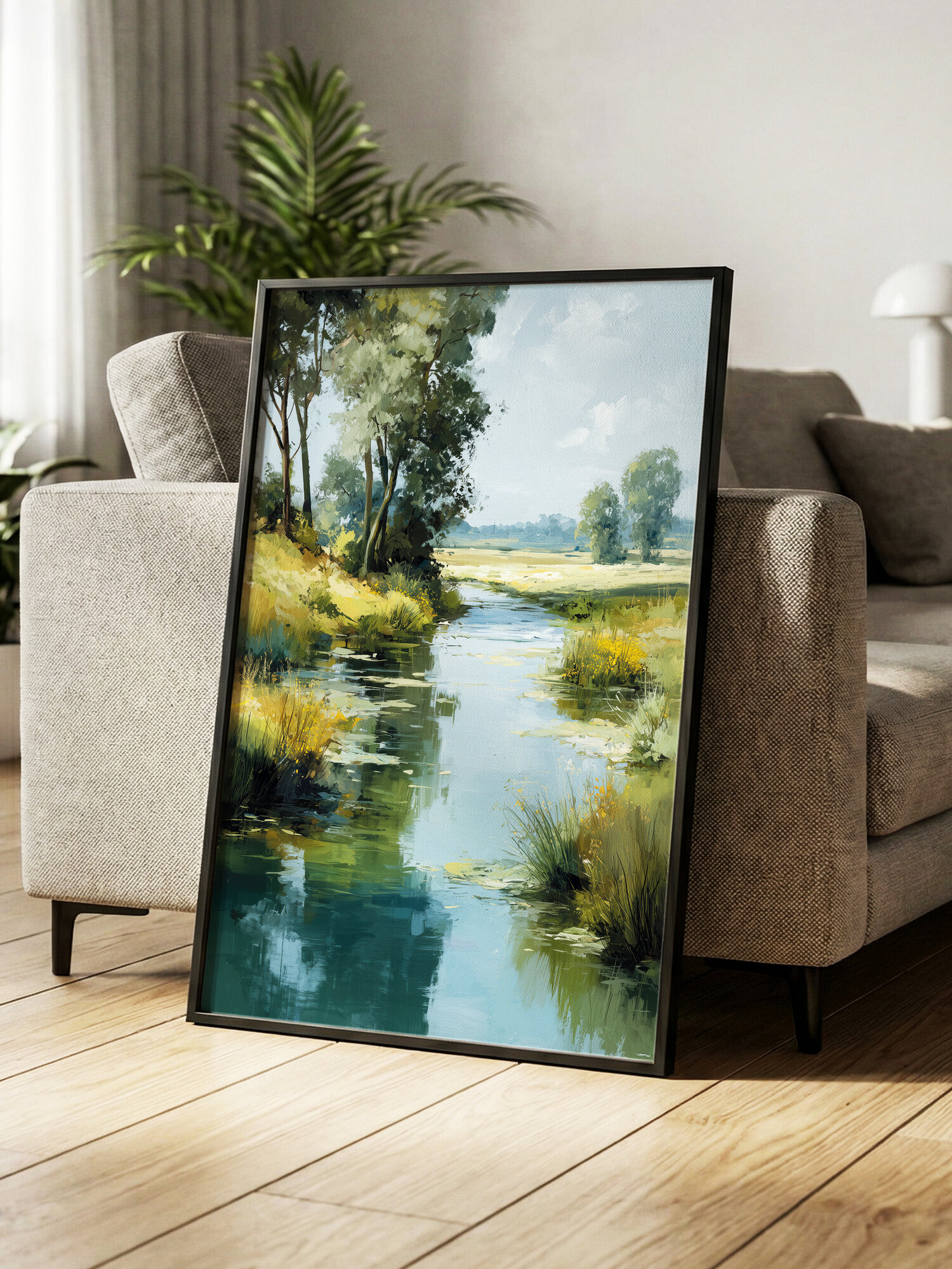 Картина в тёмной раме Postermarket "Река" на холсте в раме, 50x70 см