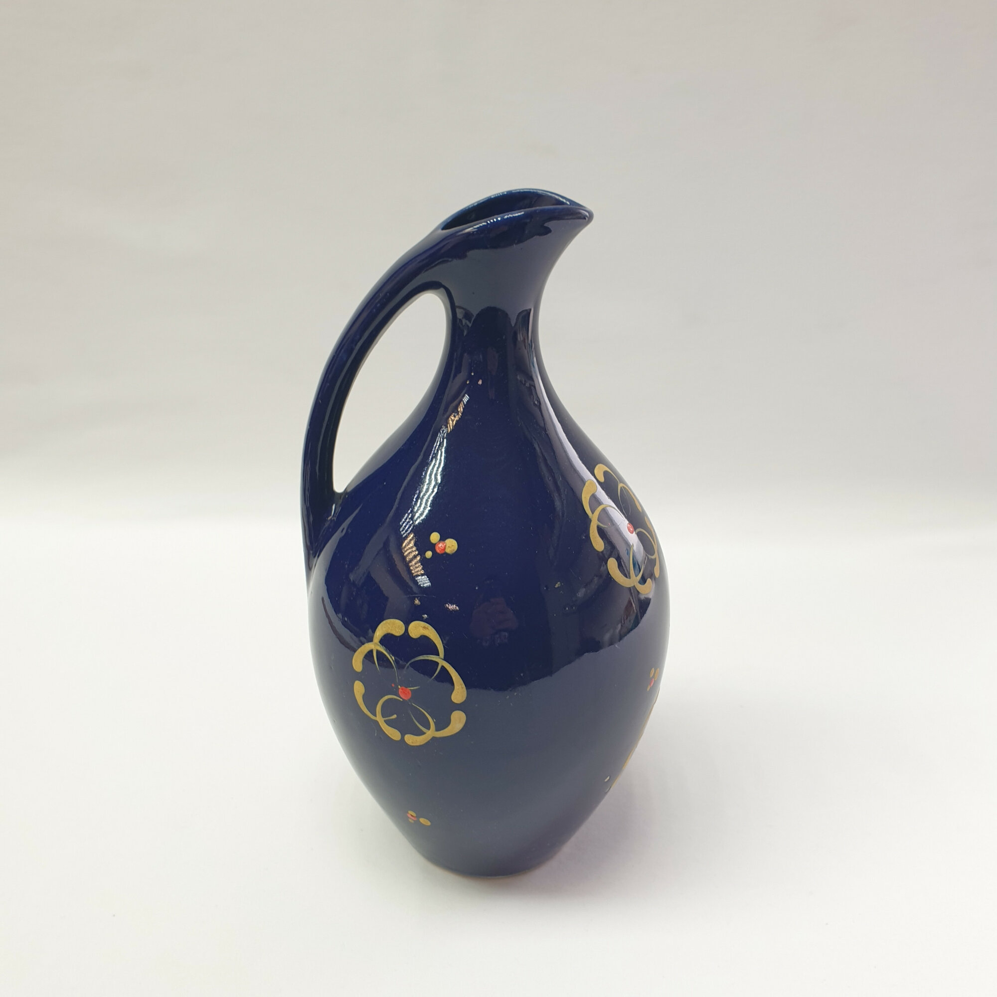 Винтажный кувшин, кобальт керамика роспись, 1.7 л, СССР