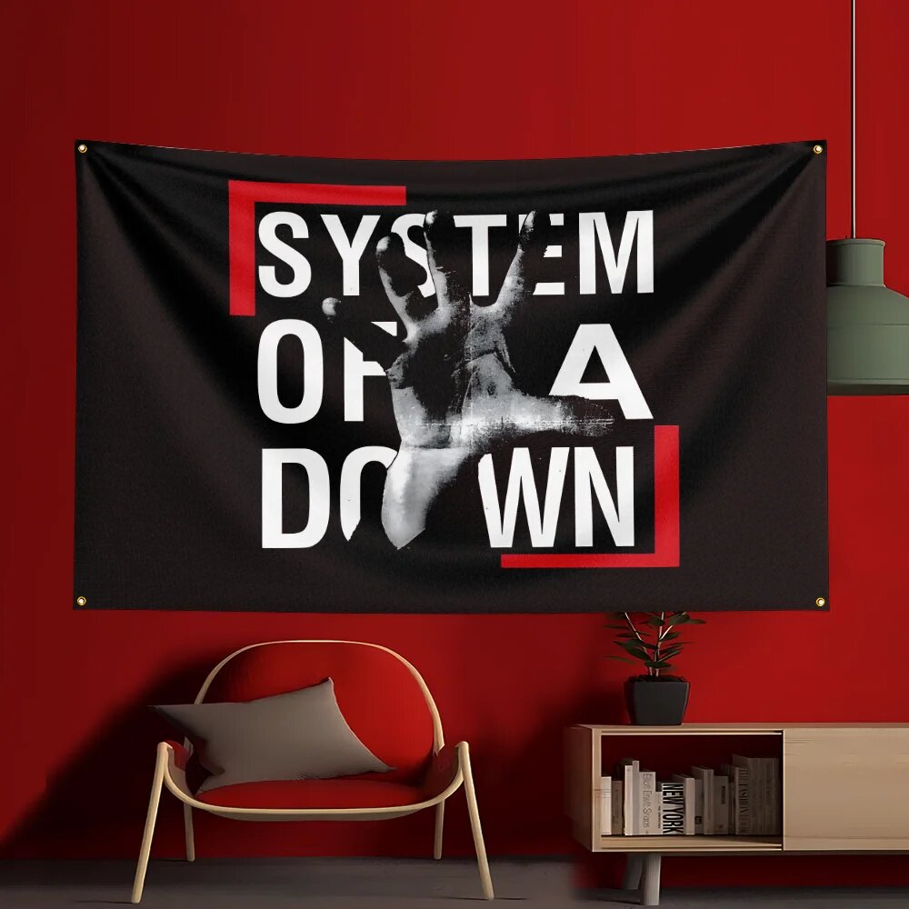 Флаг System of a Down полиэстер 60x90 см Черный, 90 x 150cm, ZH4823