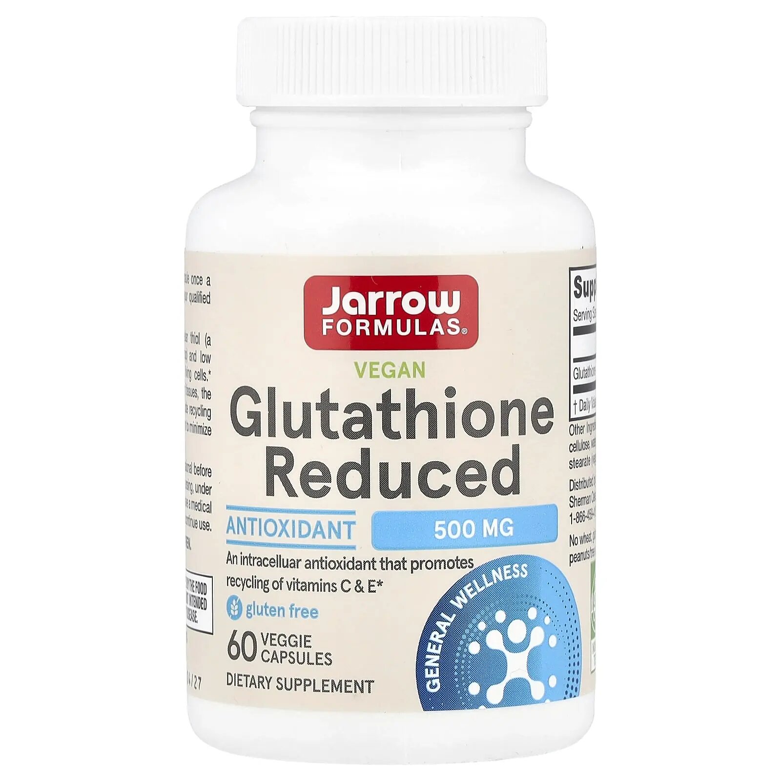 Глутатион Glutathione Reduced 500 мг, 60 капсул