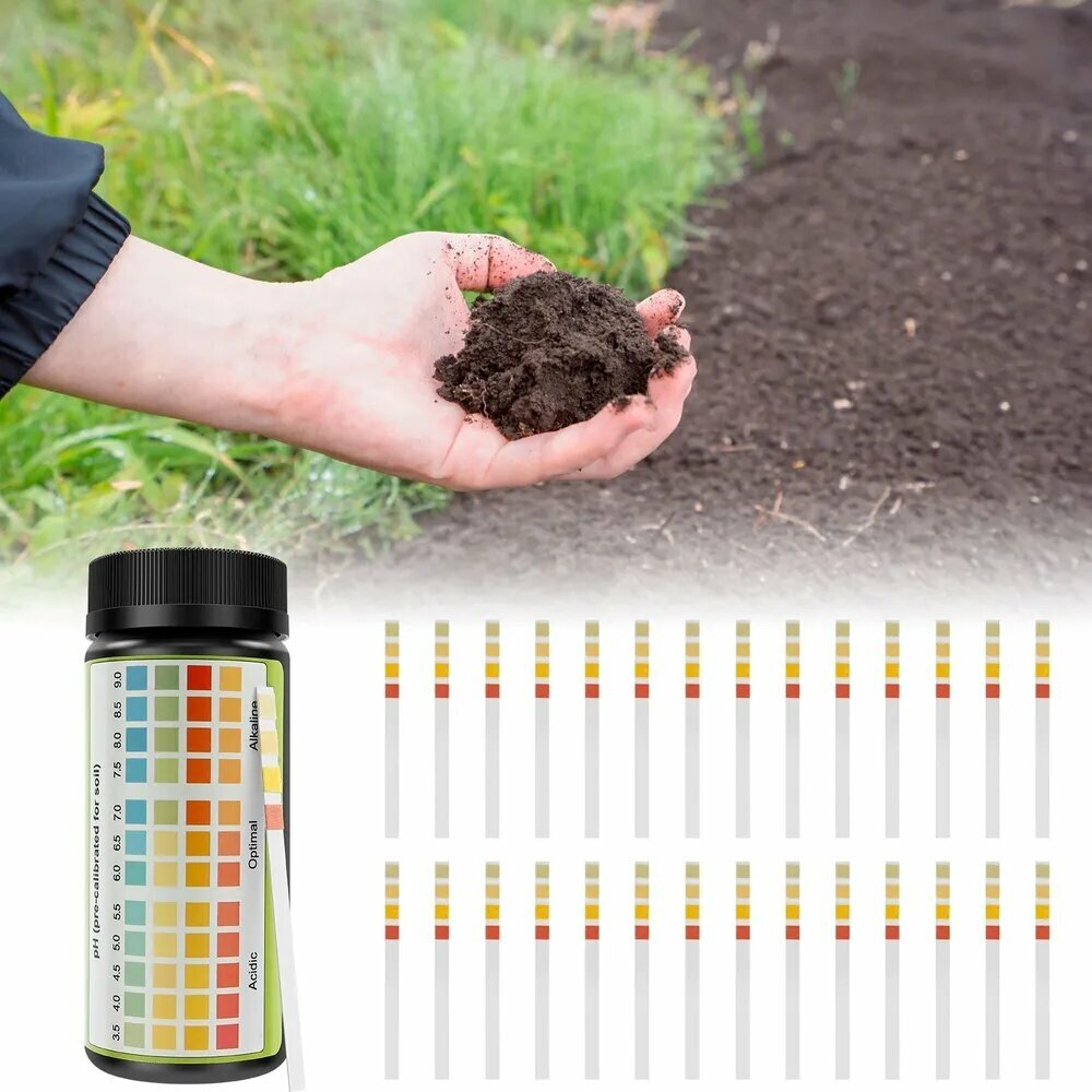 Набор тест-полосок для определения pH почвы (100 шт.) точный анализ кислотности для сада и огорода