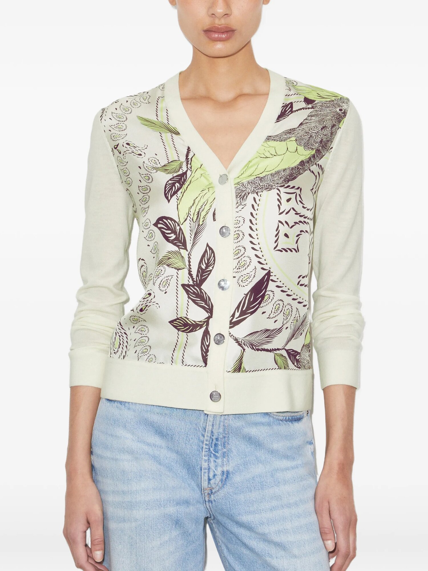 Кардиган Tory Burch Silk front cardigan, размер M, разноцветный — фото 1