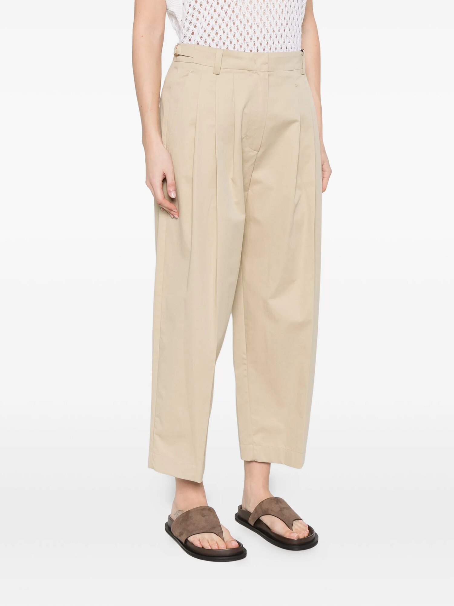 Брюки Marella Pleated cropped trousers, размер 38, grey — фото 1