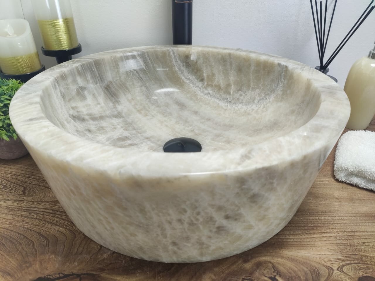 Раковина INDO-MARKET из натурального оникса круглая 45х45х15 002180