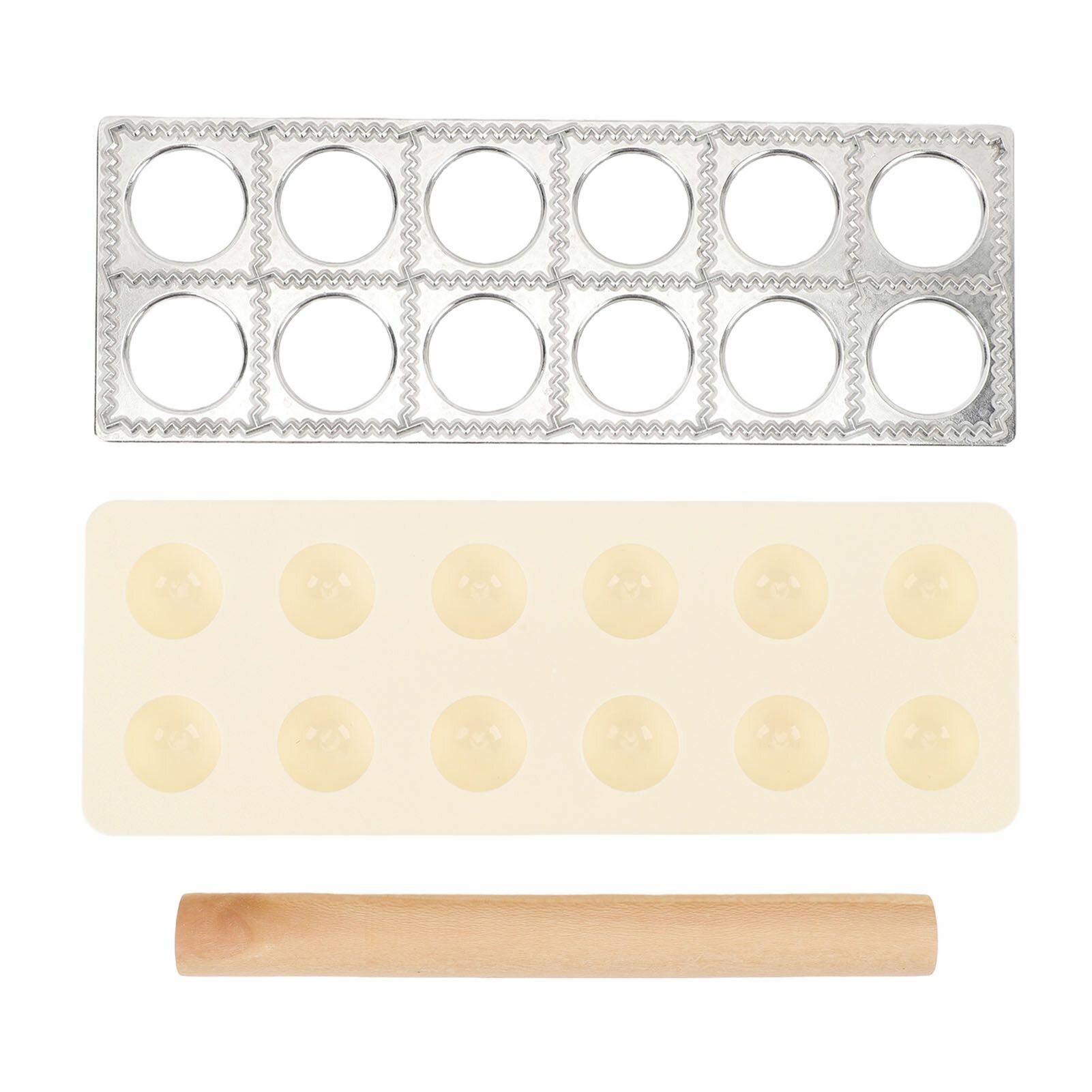 Пресс для равиоли из алюминиевого сплава и пластика, набор для приготовления пельменей, деревянная скалка