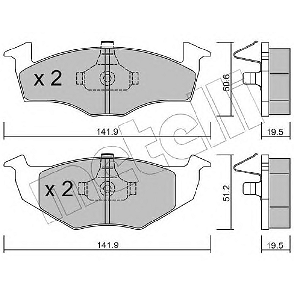 METELLI 22-0206-1 (1H0698151A) колодки дисковые передние\ VW Golf (Гольф) 95, Seat (Сеат) Ibiza (Ибиза) 1.2-1.6