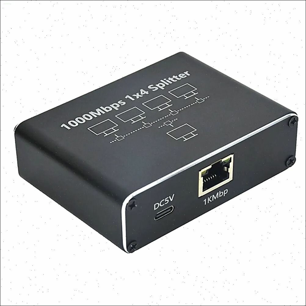 Разветвитель Ethernet-портов RJ45 1-на-4 для ноутбука с кабелем питания