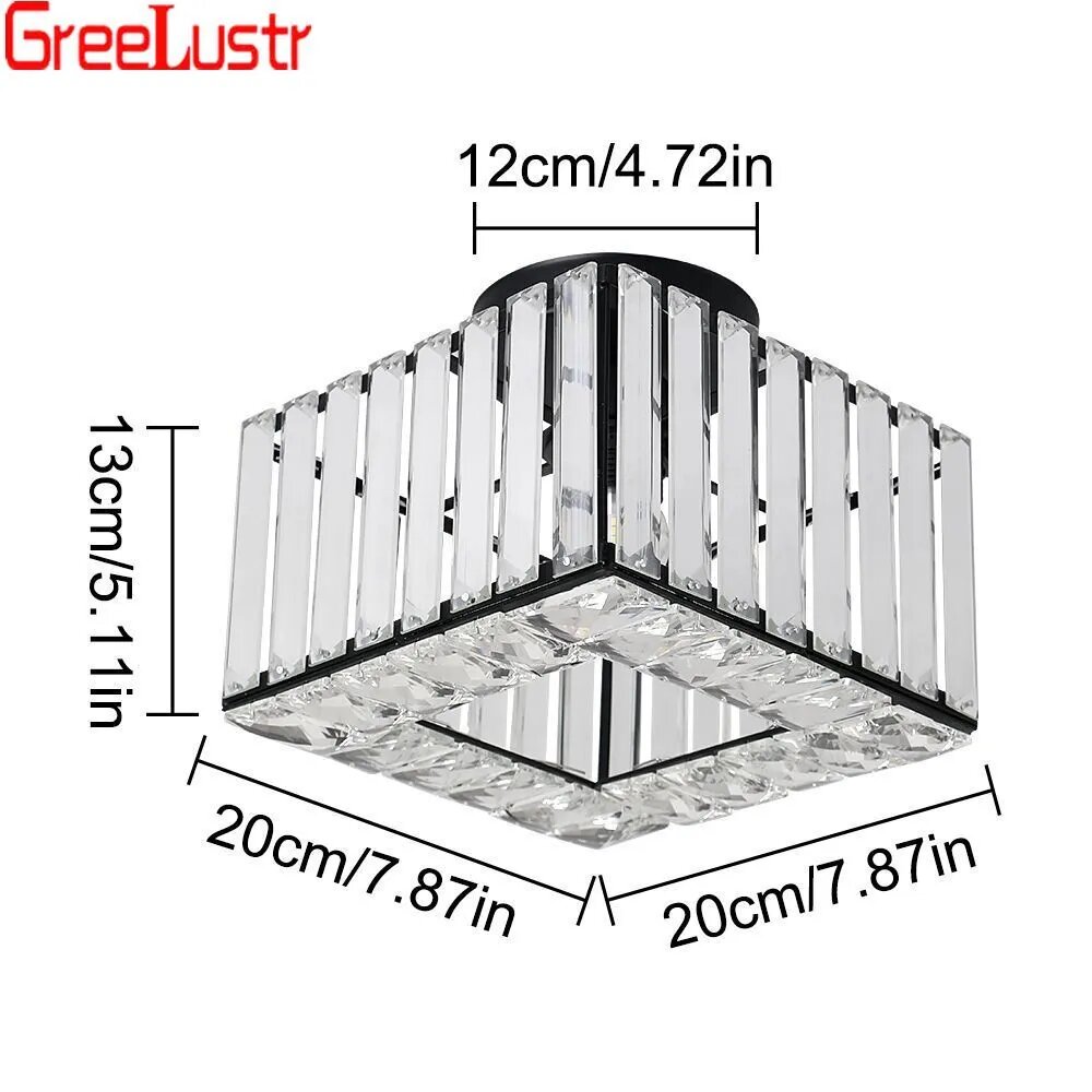 Потолочный светильник GreeLustr E27 Хрустальное стекло 290*290*160 мм для гостиной, черный — фото 1