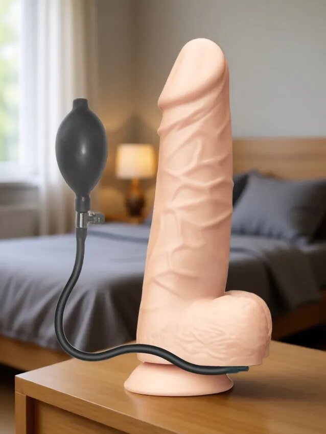 Фаллоимитатор надувной LoveToy на присоске, ПВХ, телесный, 26,5 см
